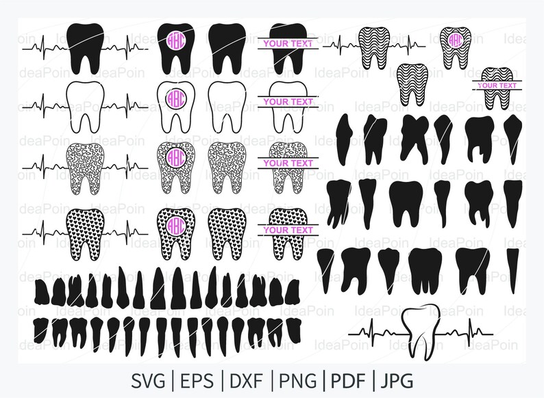 Tooth Svg Dental Svg Tooth Monogram Svg Bundle Tooth - Etsy
