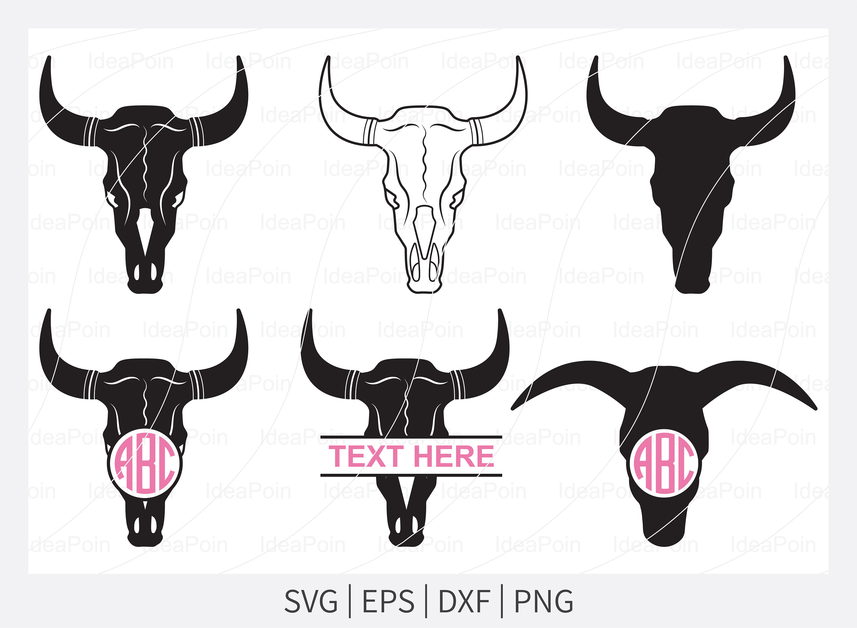 Bull Skull SVG Bull Skull Monogram Bull Skull Vector Bull | Etsy