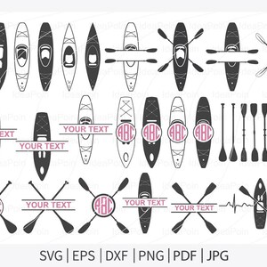 Kayak SVG, Kayak Monogram SVG, Kayak Split Monogram, Kayak Paddle SVG ...