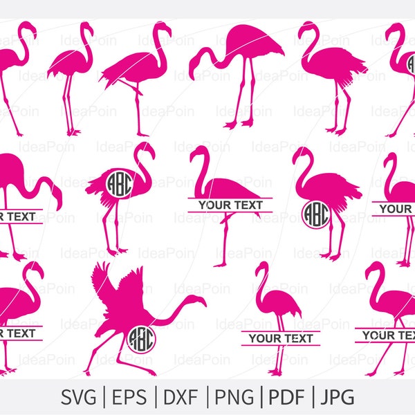 Flamingo Monogram Frame Svg - Etsy
