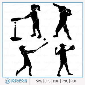 Tee-ball Silhouette, Tee-ball Svg, T-ball Girls, T-ball Player, Tee ...
