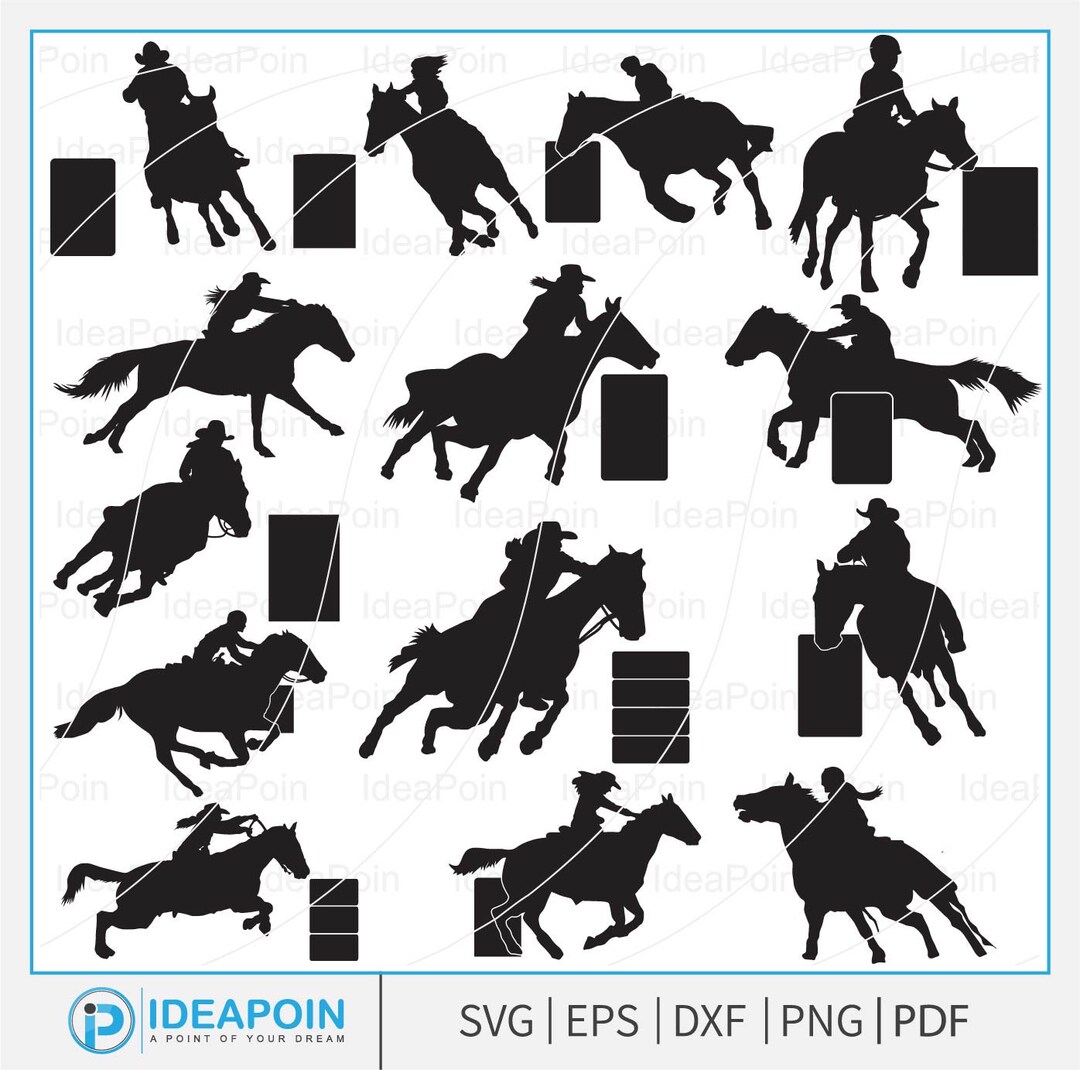 Rodeo Barrel Racer SVG, Western Rodeo Svg, Cowgirl Silhouette, Barrel ...
