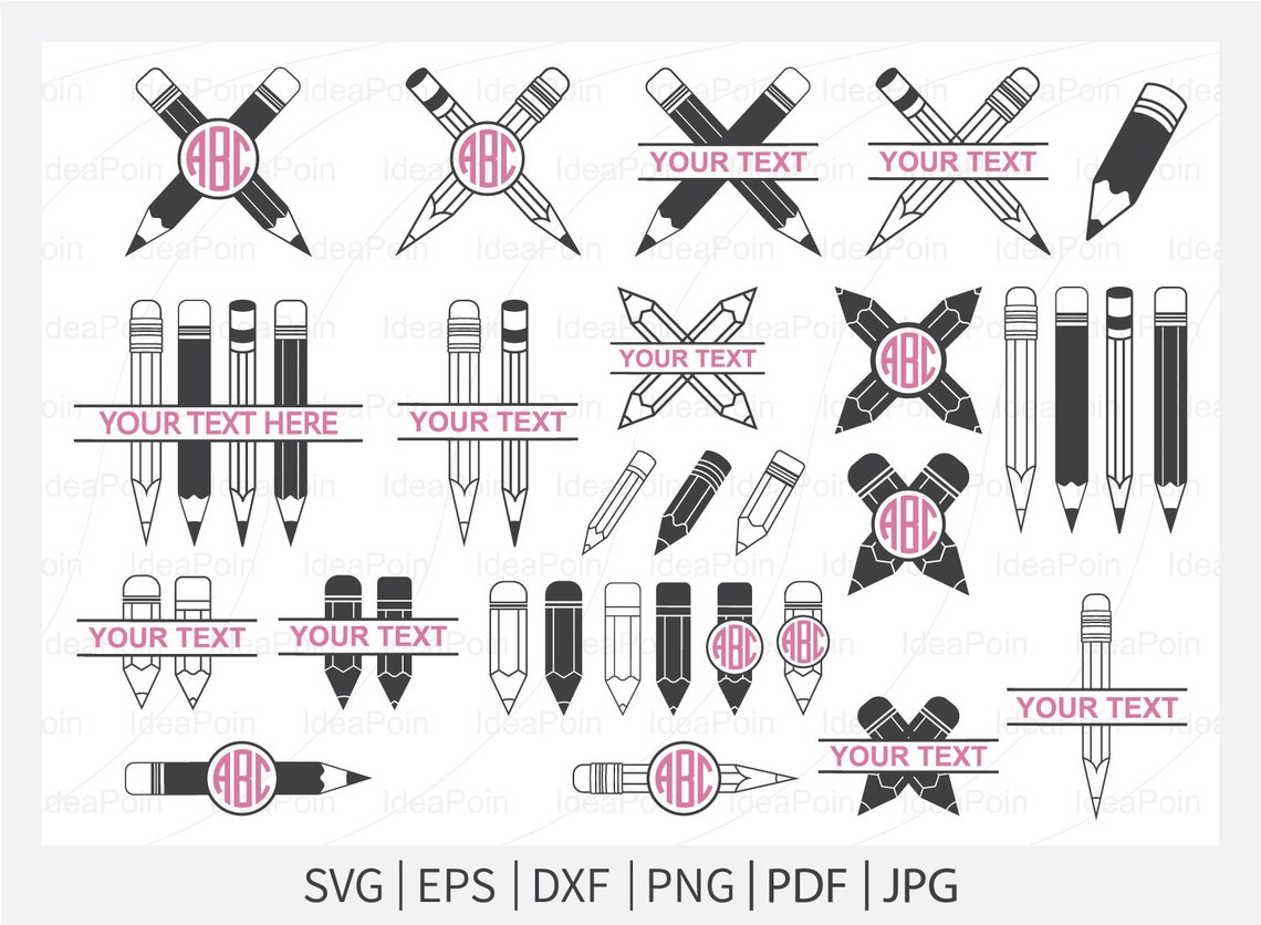 Pencil Svg Pencil Monogram Pencil Svg Bundle Pencil Split | Etsy