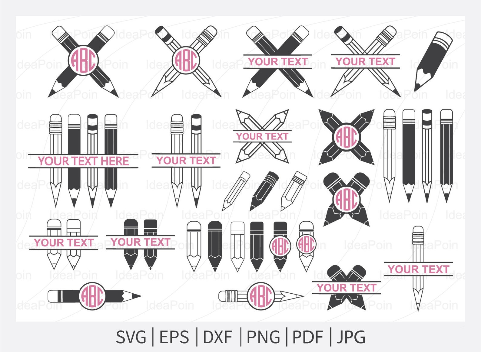 Pencil Svg Pencil Monogram Pencil Svg Bundle Pencil Split | Etsy