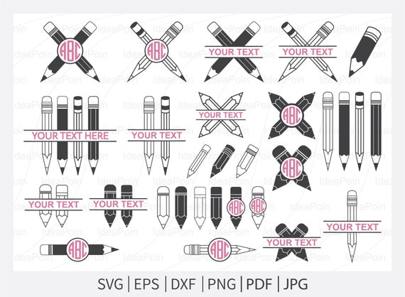 Pencil Svg Pencil Monogram Pencil Svg Bundle Pencil Split | Etsy