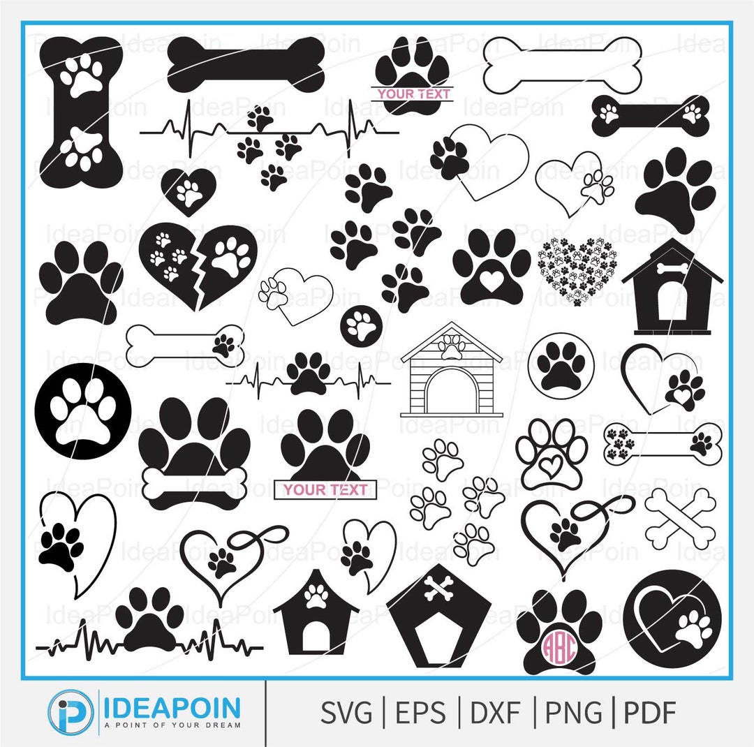 Dogs Element Svg, Paw Prints Svg, Dog Clipart Bundle, Paw Print Svg ...