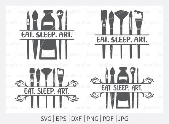 Artist SVG Eat Sleep Art SVG Artist Silhouette Art Supplies - Etsy