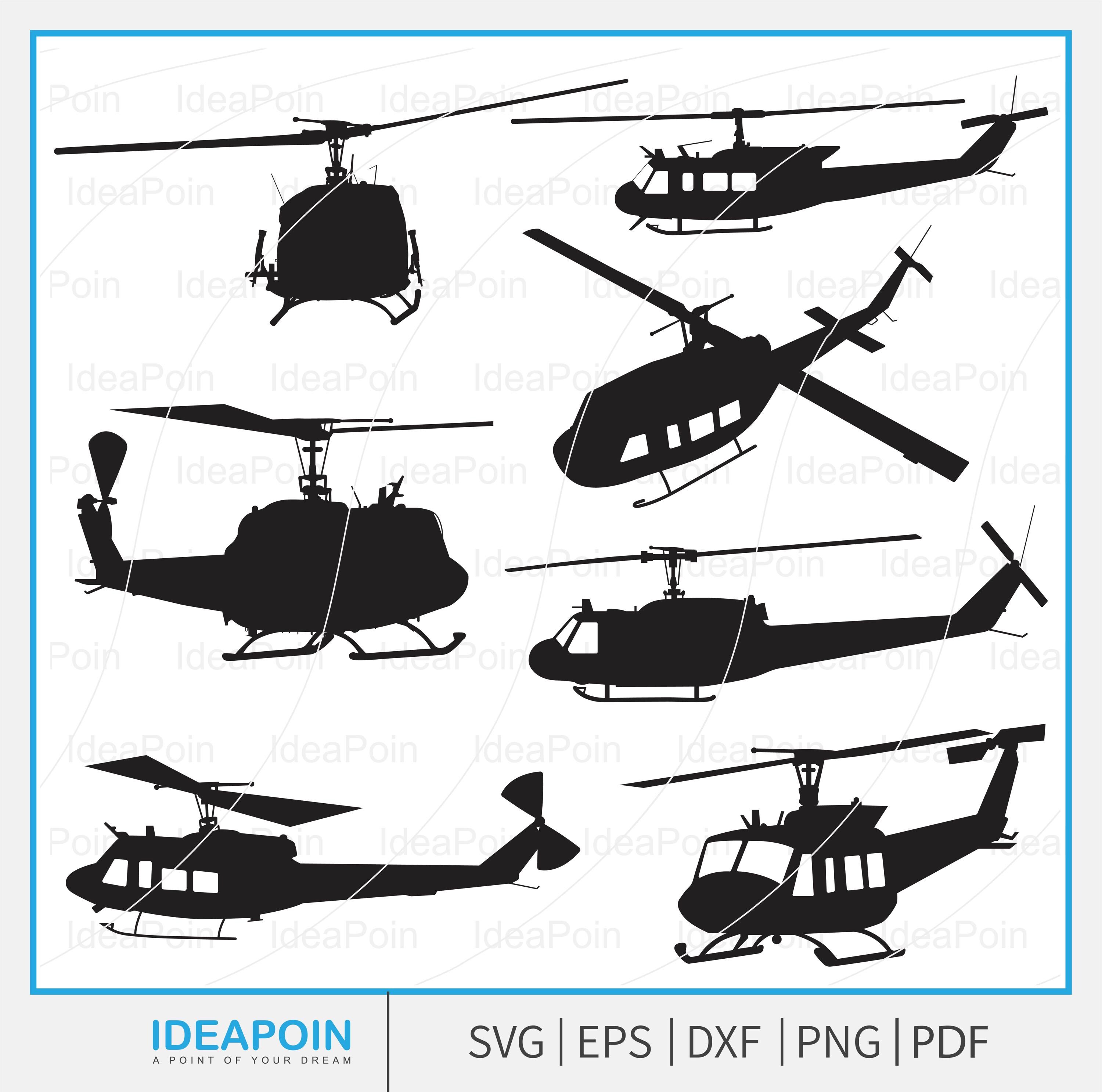 TH-1H Huey Svg, Th-1h Huey Silhouette, Bell Uh-1 Huey, Huey Helicopter ...