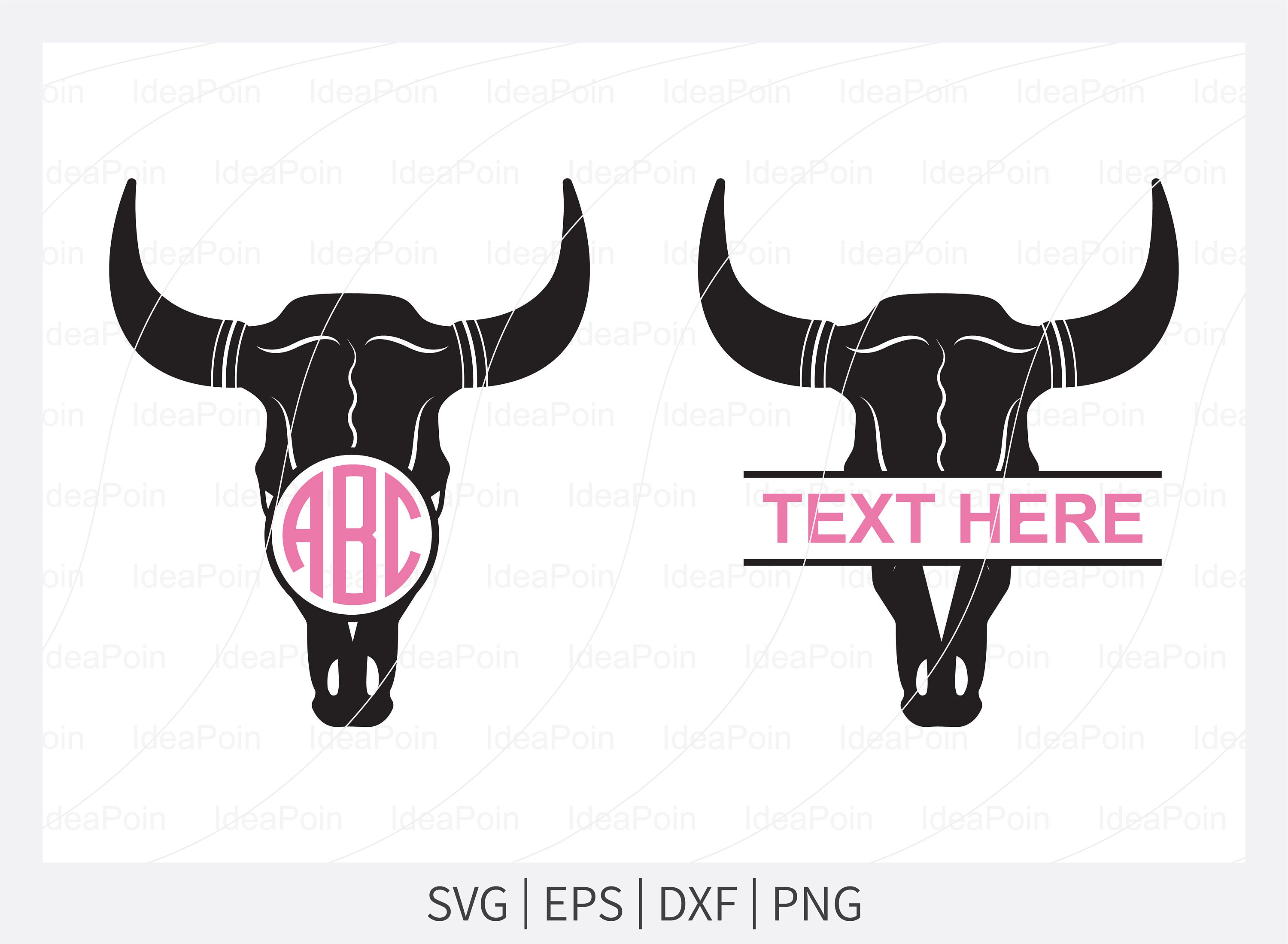 Bull Skull SVG Bull Skull Monogram Bull Skull Vector Bull | Etsy