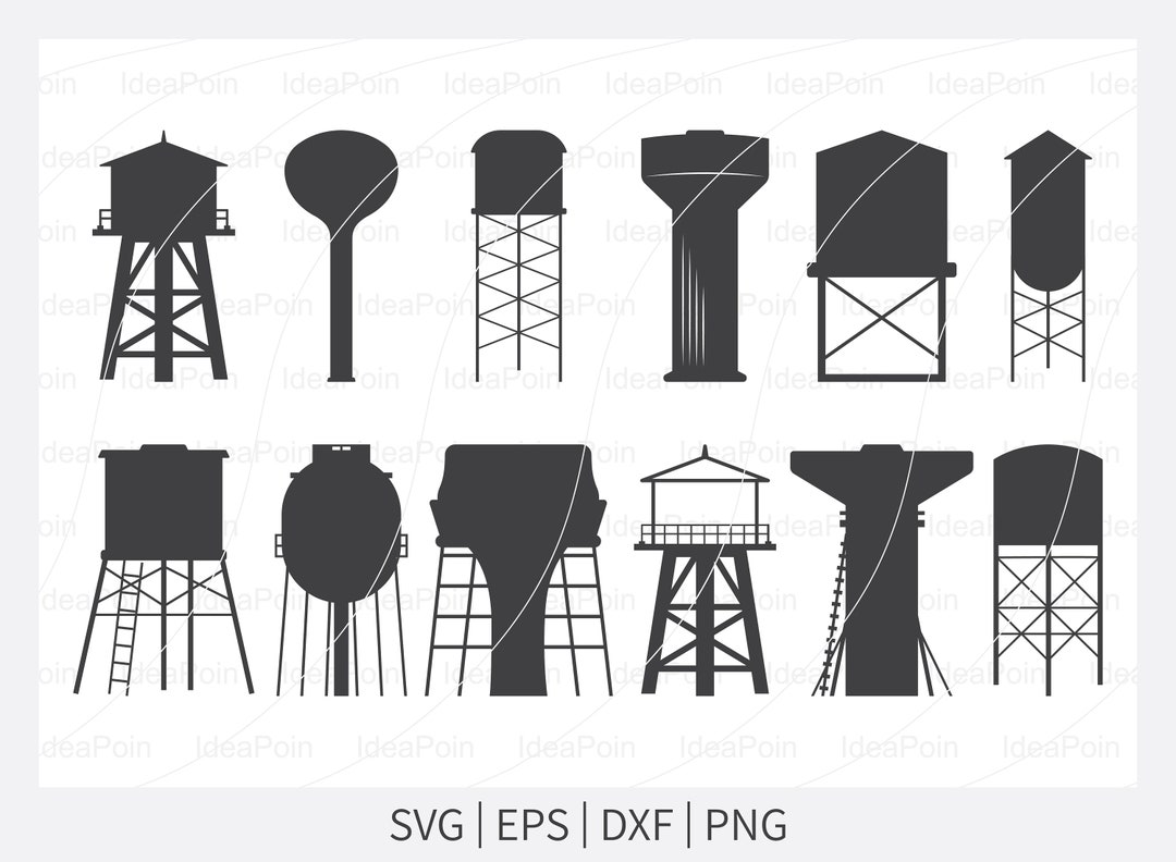 Water Tower SVG, Water Tower Silhouette, Water Tower Cut File, Water ...