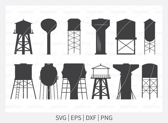 Water Tower SVG Water Tower Silhouette Water Tower Cut File - Etsy Finland