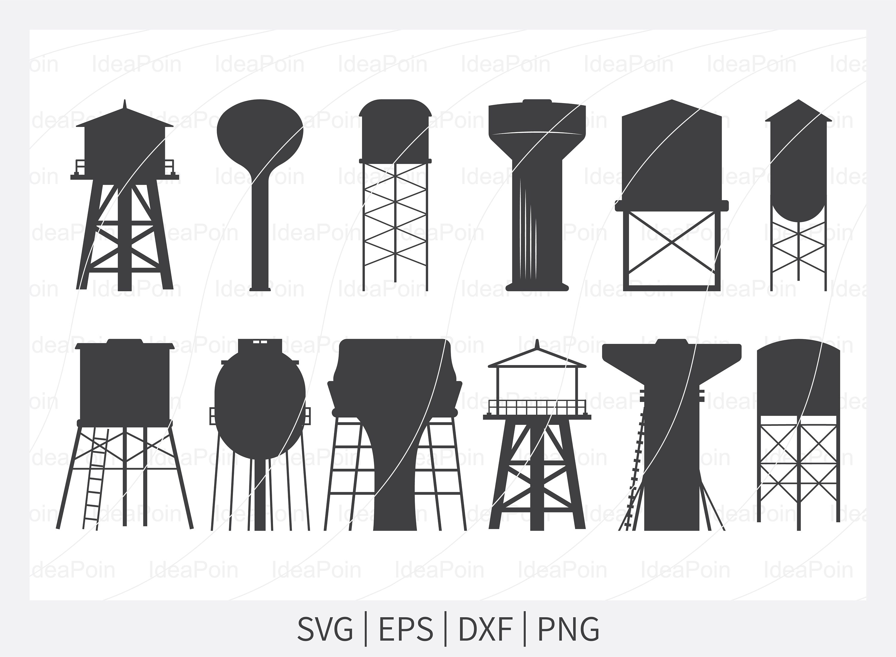 Water tower SVG Water tower Silhouette Water Tower Cut File | Etsy
