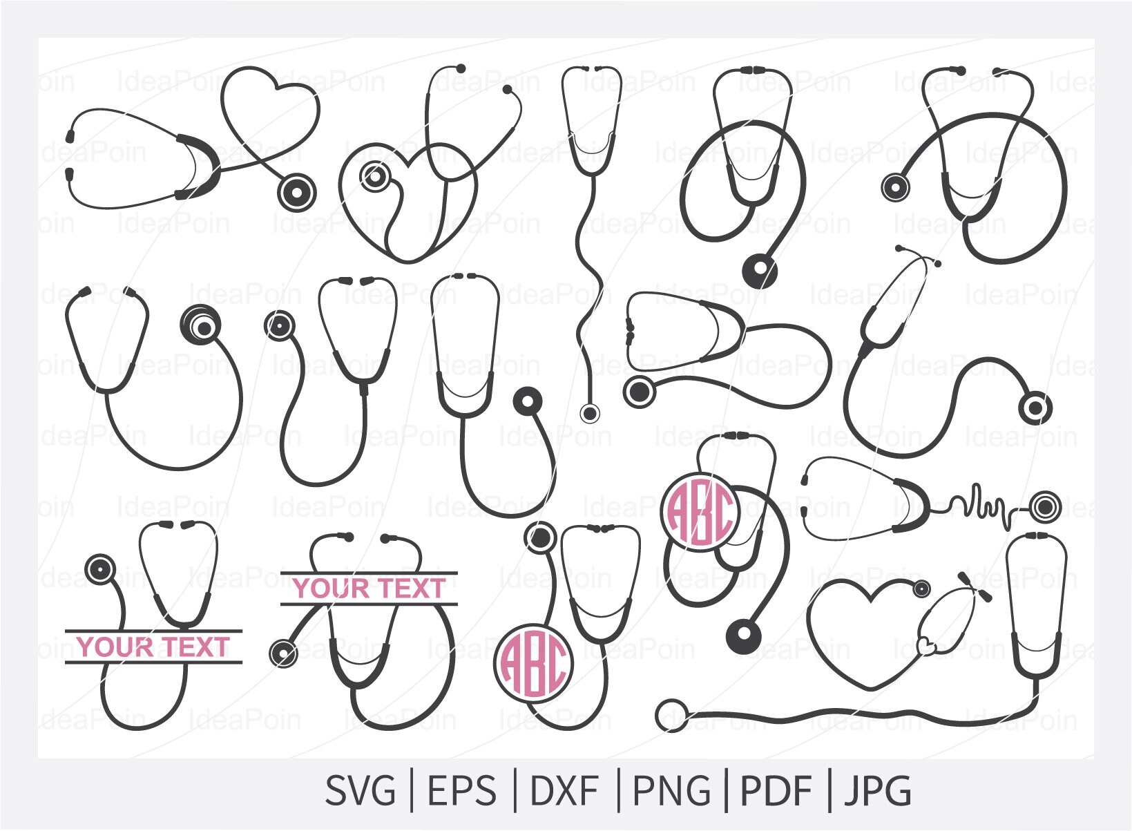 Stethoscope SVG Nurse SVG Stethoscope Split Monogram - Etsy Canada