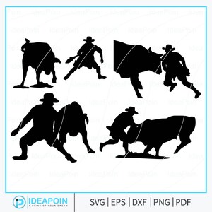 Bull Fighter Silhouette, Rodeo Bullfighter SVG, Rodeo Clown Svg, Bull ...