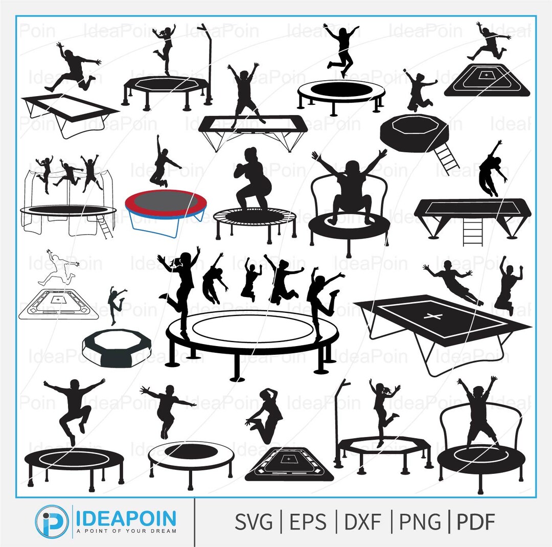 Trampoline Svg, Trampoline Jump SVG, Trampoline Silhouette, Jumping ...