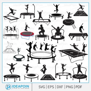 Trampoline Svg, Trampoline Jump SVG, Trampoline Silhouette, Jumping ...