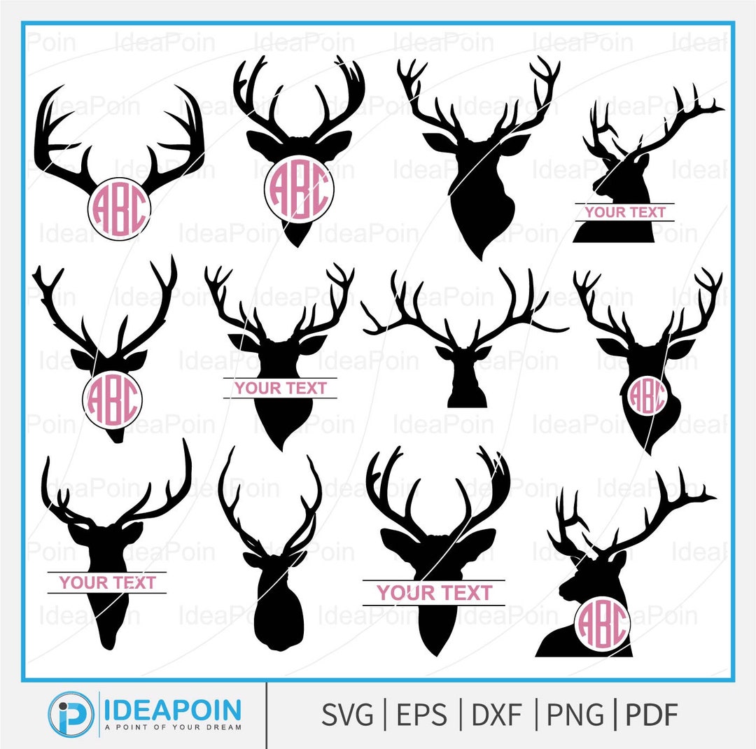Deer Monogram Svg, Deer Svg Bundle, Antler Monogram SVG, Antler Decal ...
