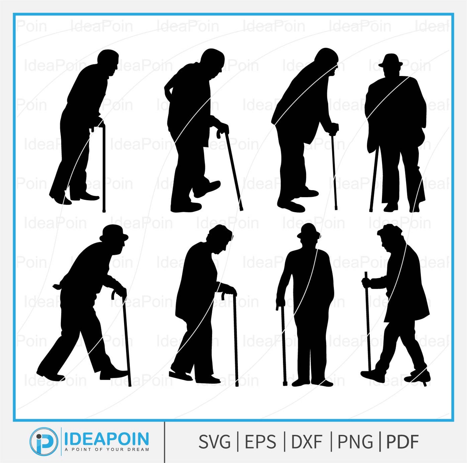 Old Man Svg, Old Man & Woman Svg, Old Man Silhouette, Old Woman Svg ...