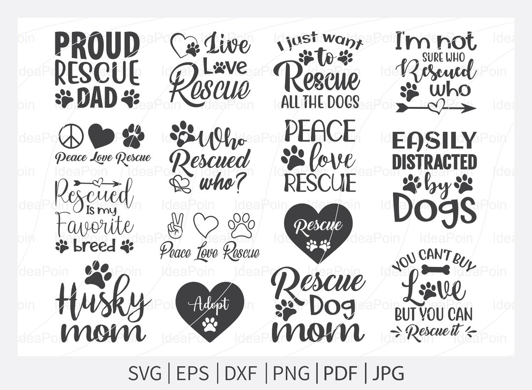 Rescue Dog Svg File, Rescue Dog, Peace Love Rescue, Rescue Mom Svg ...