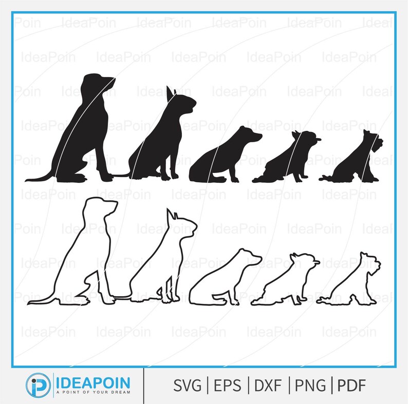 Dog Sitting Side Royalty Svg, Back Sitting Dogs, Side of Dog ...