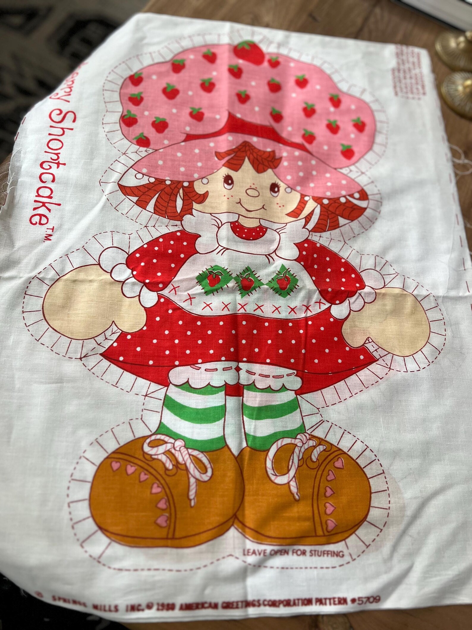1980s Vintage Strawberry Shortcake Sewing Pattern Pillow Fabric Panel ...