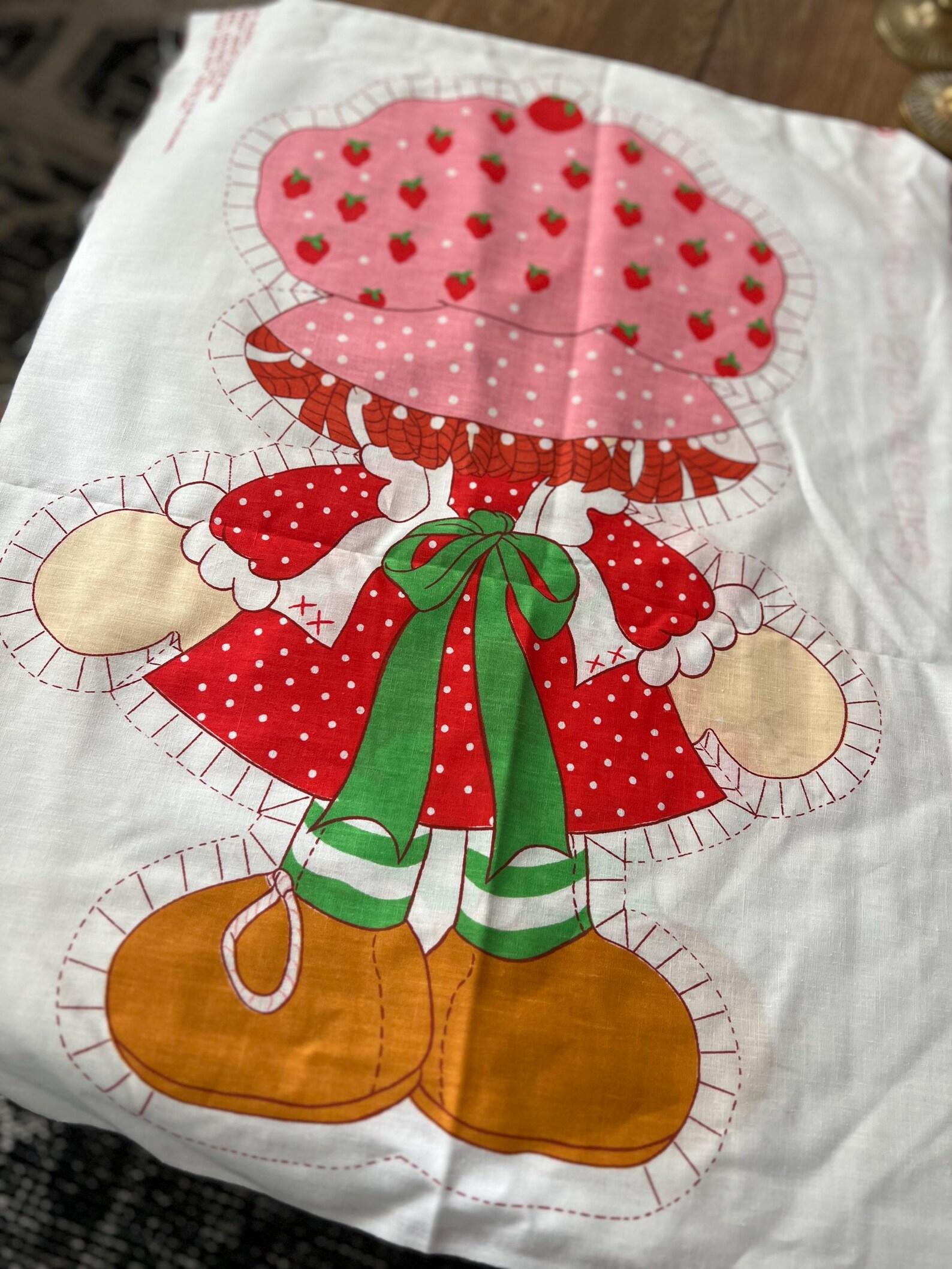 1980s Vintage Strawberry Shortcake Sewing Pattern Pillow Fabric Panel ...