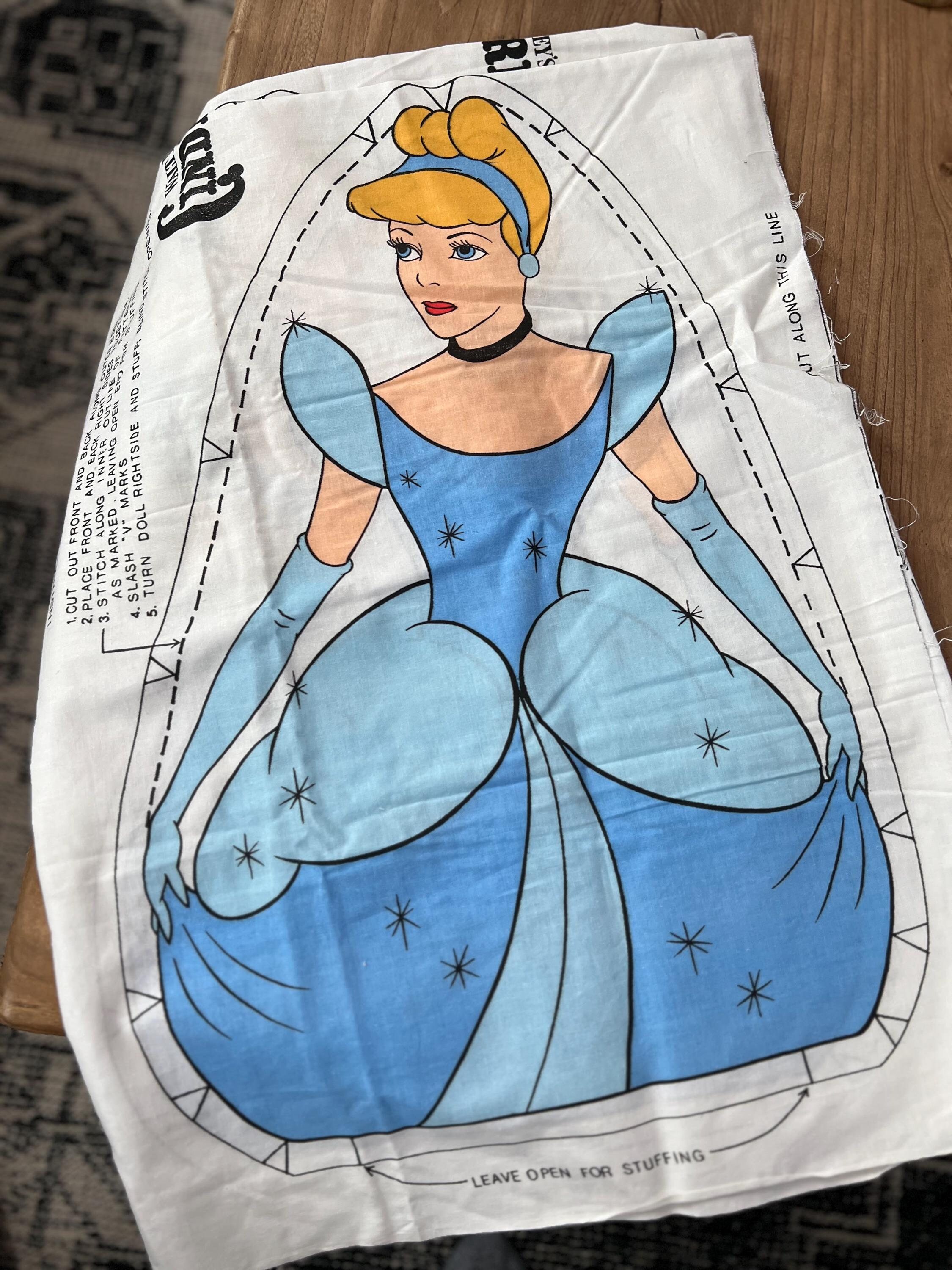 Vintage Disney Cinderella Fabric Panel Sew Pattern Doll Pillow. - Etsy