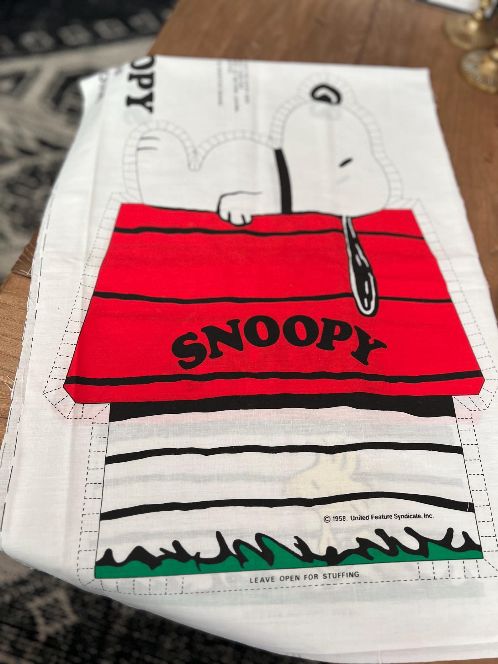 1965 Vintage Peanuts Snoopy and Woodstock Sewing Pattern Fabric Panel ...