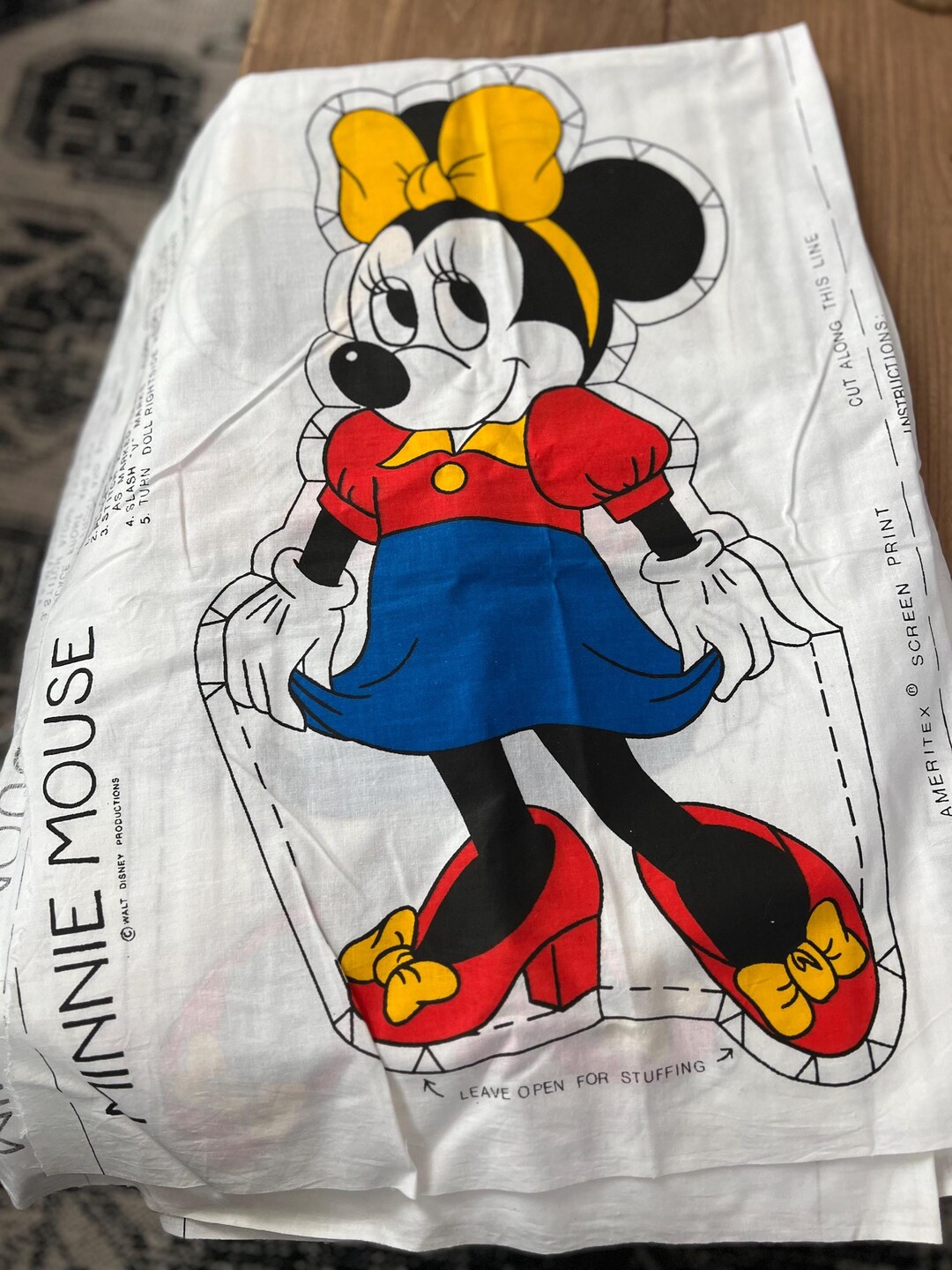Vintage Disney Minnie Mouse Sew Pattern Fabric Panel Doll Pillow - Etsy