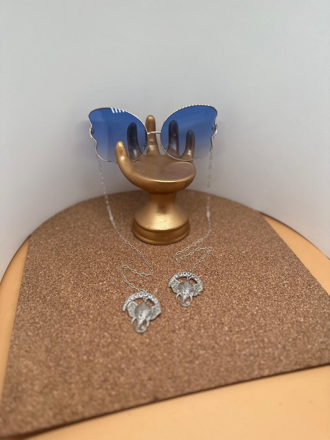 Armless Blue Butterfly Chain Sunglasses W/silver Paper Clip - Etsy
