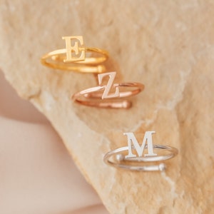 Personalized Letter Ring, Dainty Initial Ring, Gift for Her, Minimalist ...