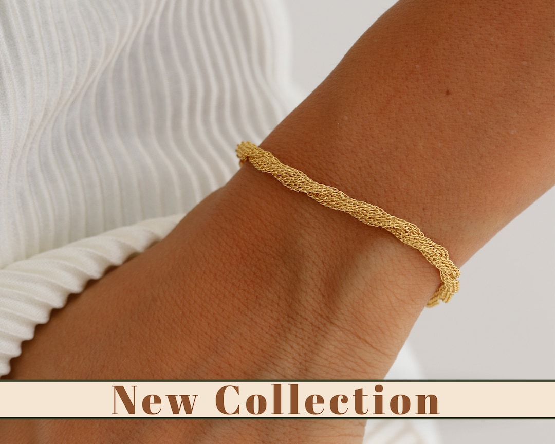 18K Gold Filled Rope Chain Bracelet, Gift for Her, Chain Bracelet ...