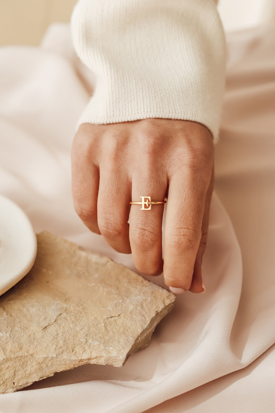 Personalized Letter Ring, Dainty Initial Ring, Gift for Her, Minimalist ...