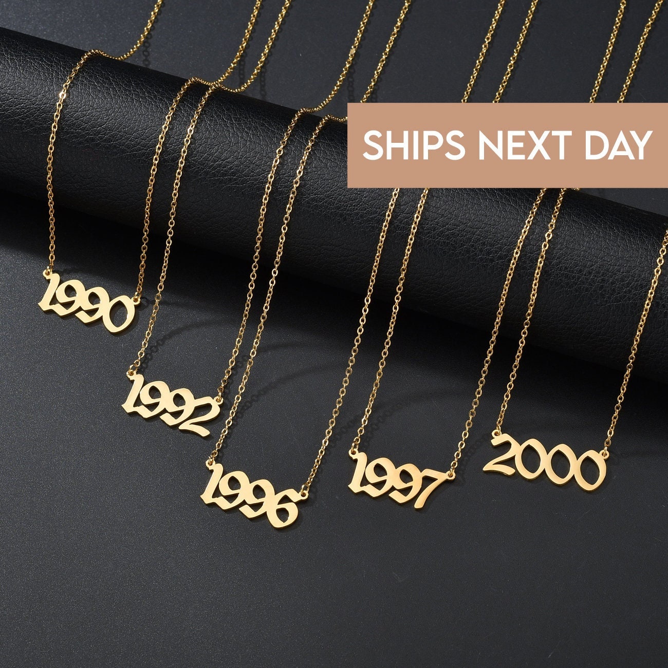 18K Gold Filled Number Necklace Personalized Year Necklace - Etsy