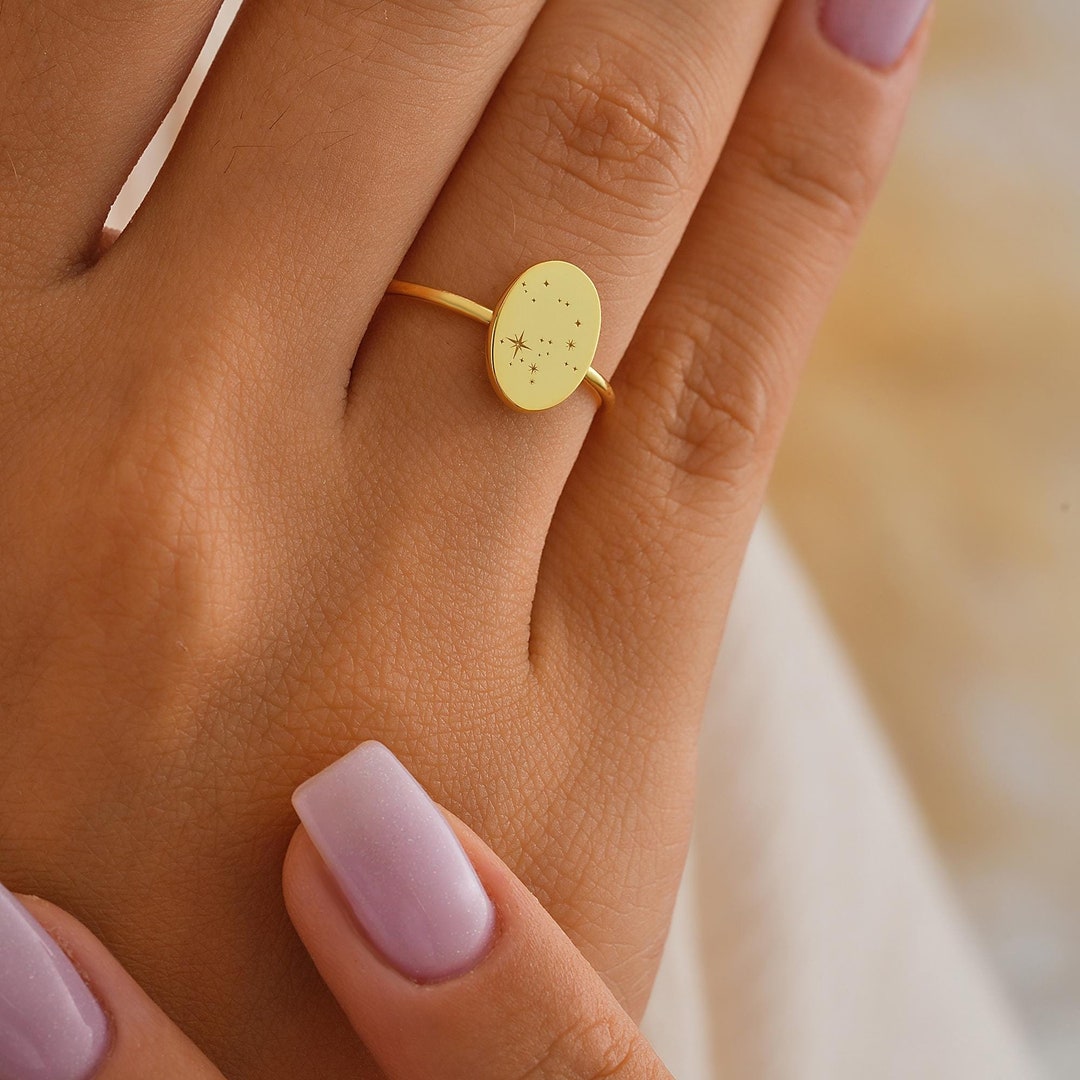 Personalized Zodiac Sign Ring, Zodiac Sign Jewelry, Bridesmaid Gift ...