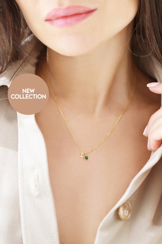 Personalized Zodiac Sign Necklace Birthstone Necklace - Etsy