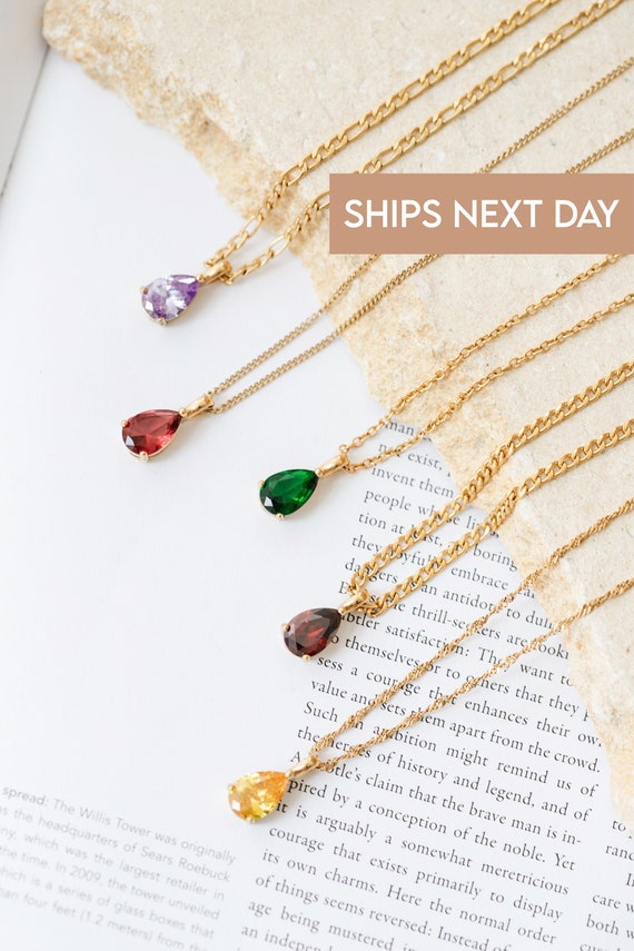 18K Gold Filled Birth Stone Necklace Crystal Birth Month - Etsy