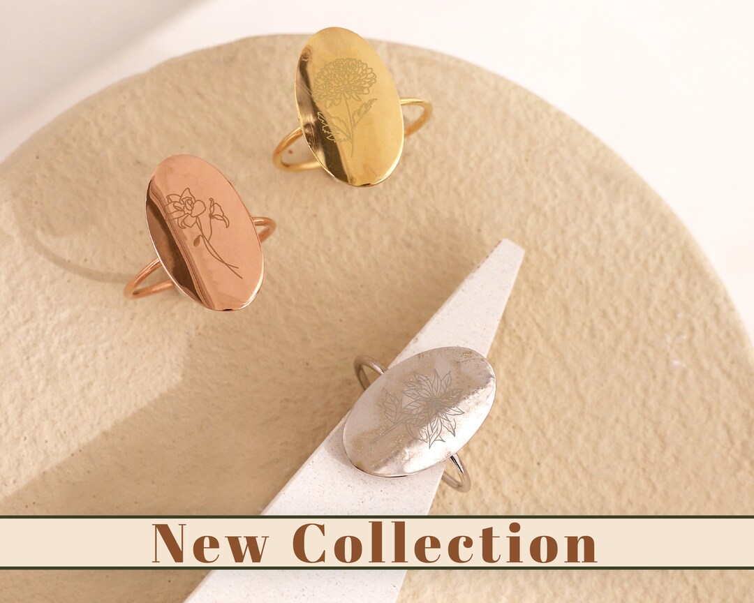 Custom Birth Flower Ring, Wild Floral Ring, Personalized Flower Ring ...