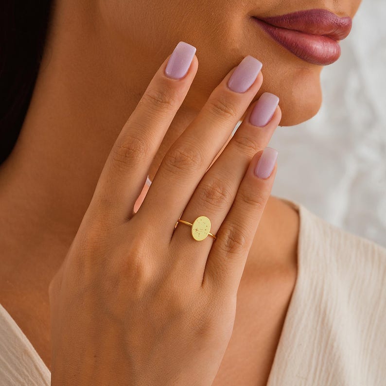Personalized Zodiac Signet Ring: 925 Sterling Silver, Gold Finish - Etsy