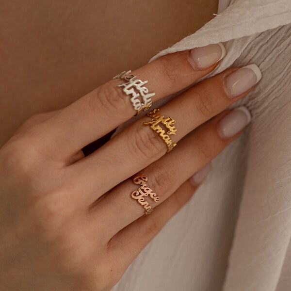 Stackable Name Rings - Etsy