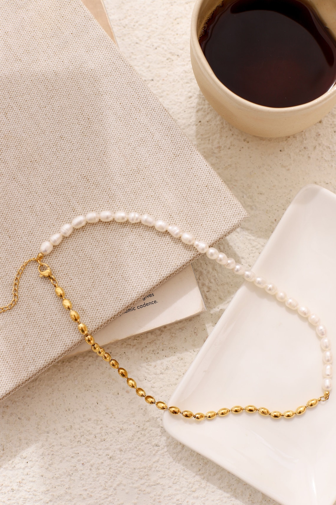 18K Gold Filled Rice Bead Chain Necklace Minimalist Necklace - Etsy