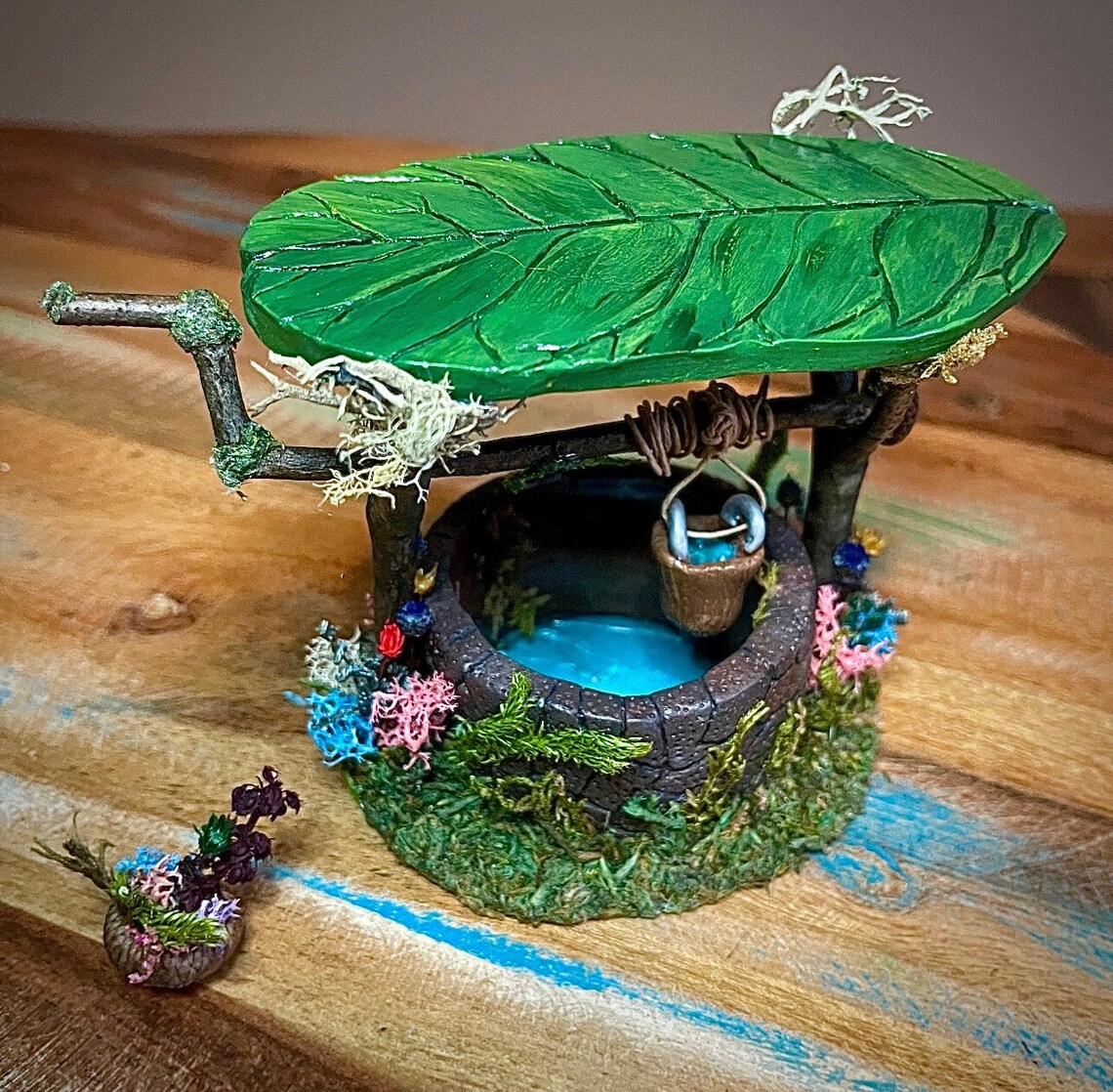 Handmade Polymer Clay Wishing Well, Miniature Fairy Garden Water Well ...