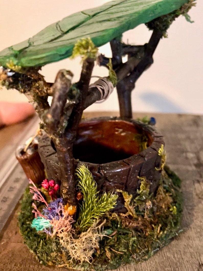 Handmade Polymer Clay Wishing Well, Miniature Fairy Garden Water Well ...