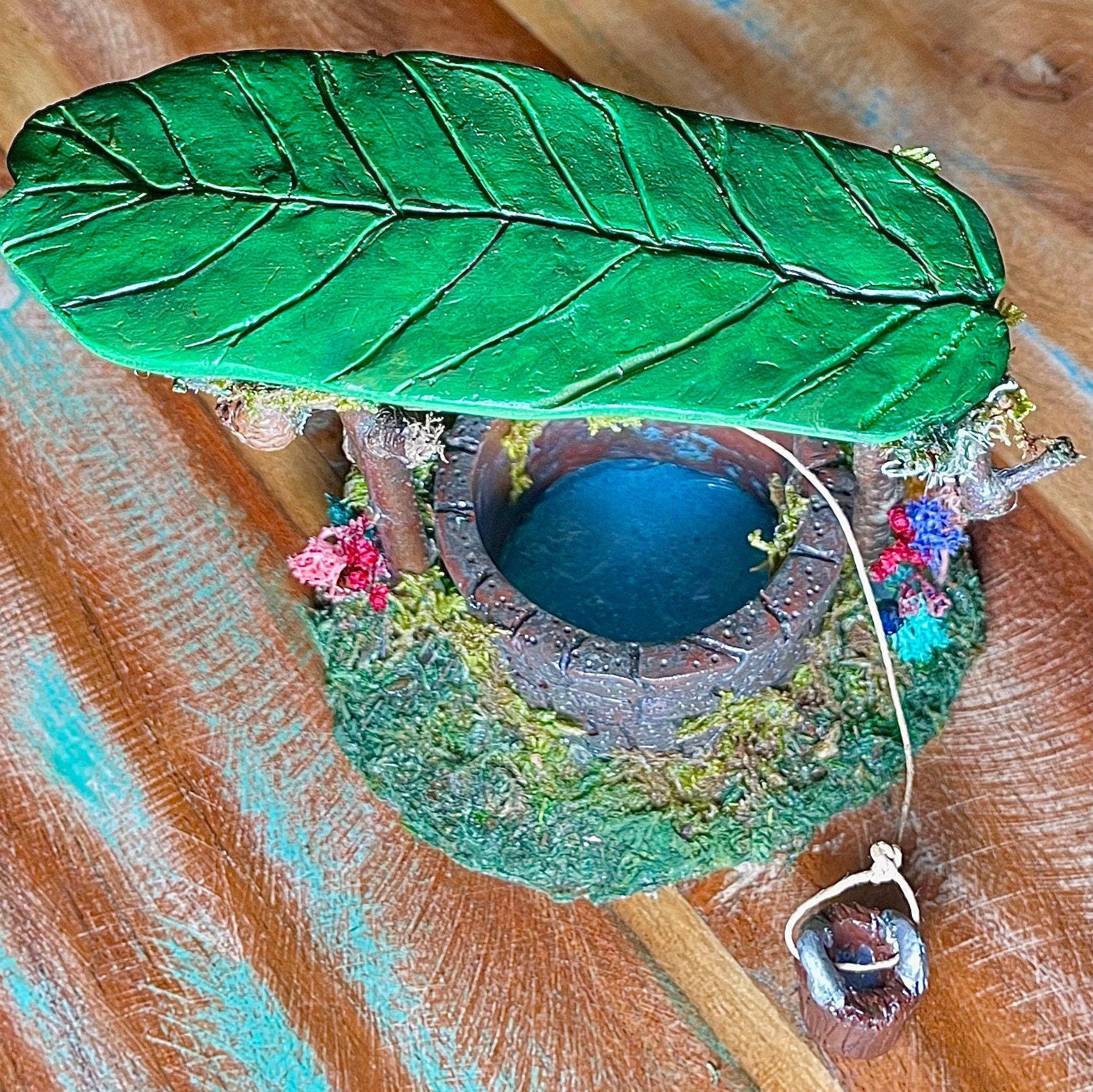 Handmade Polymer Clay Wishing Well, Miniature Fairy Garden Water Well ...