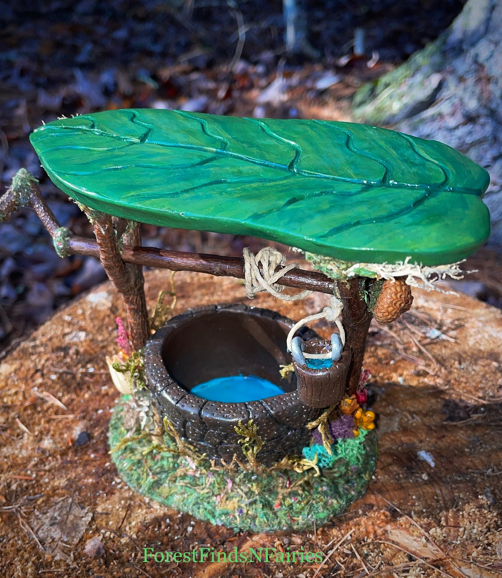 Handmade Polymer Clay Wishing Well, Miniature Fairy Garden Water Well ...
