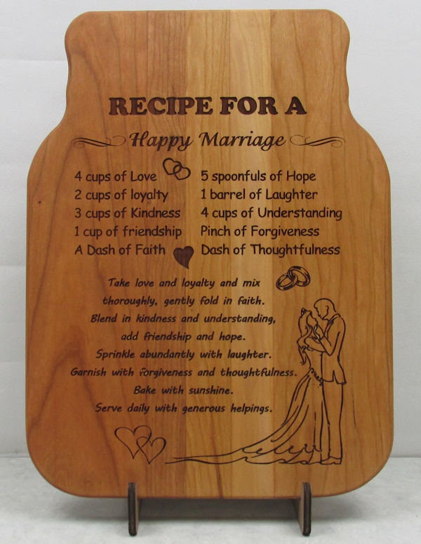 Personalized Recipe for Happy Marriage Cutting Board - Etsy