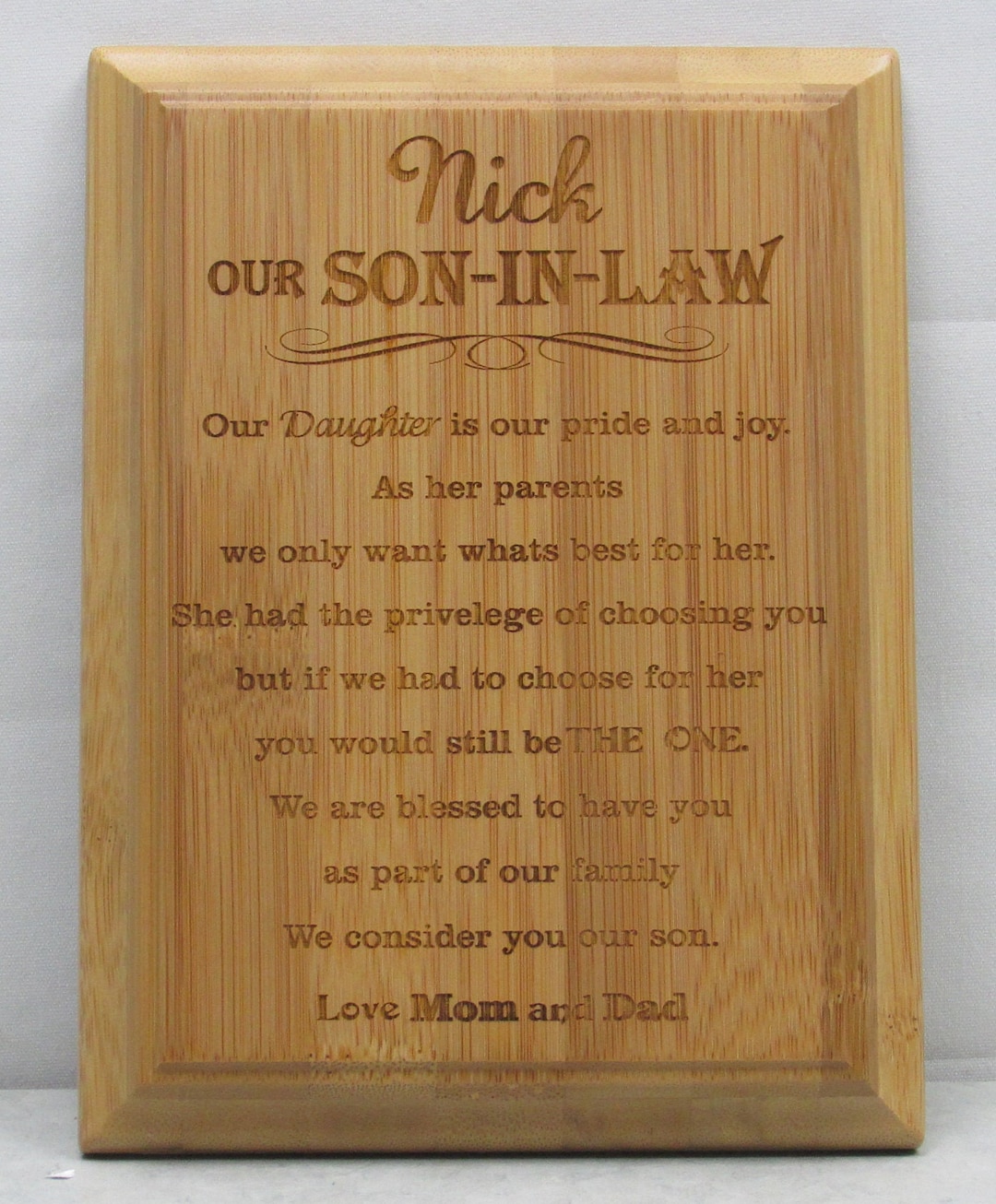Custom Son-in-law Plaque - Etsy