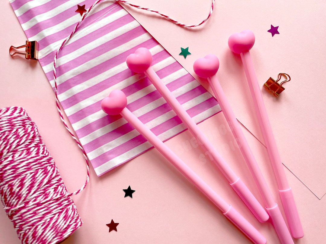 Heart Pen | Pink Heart Shaped Black Ink Gel Pen, Cute Planner Pen ...