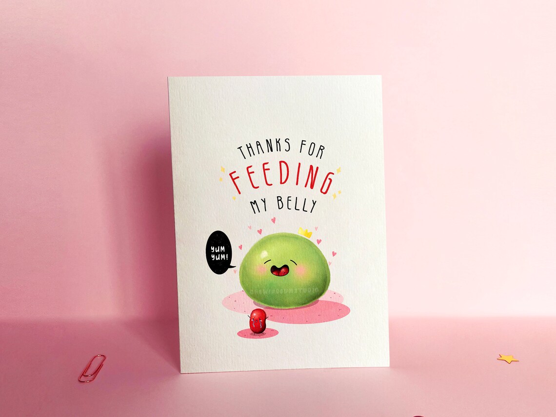 Funny Mochi Thank You Card: Matcha Japanese Card - Etsy