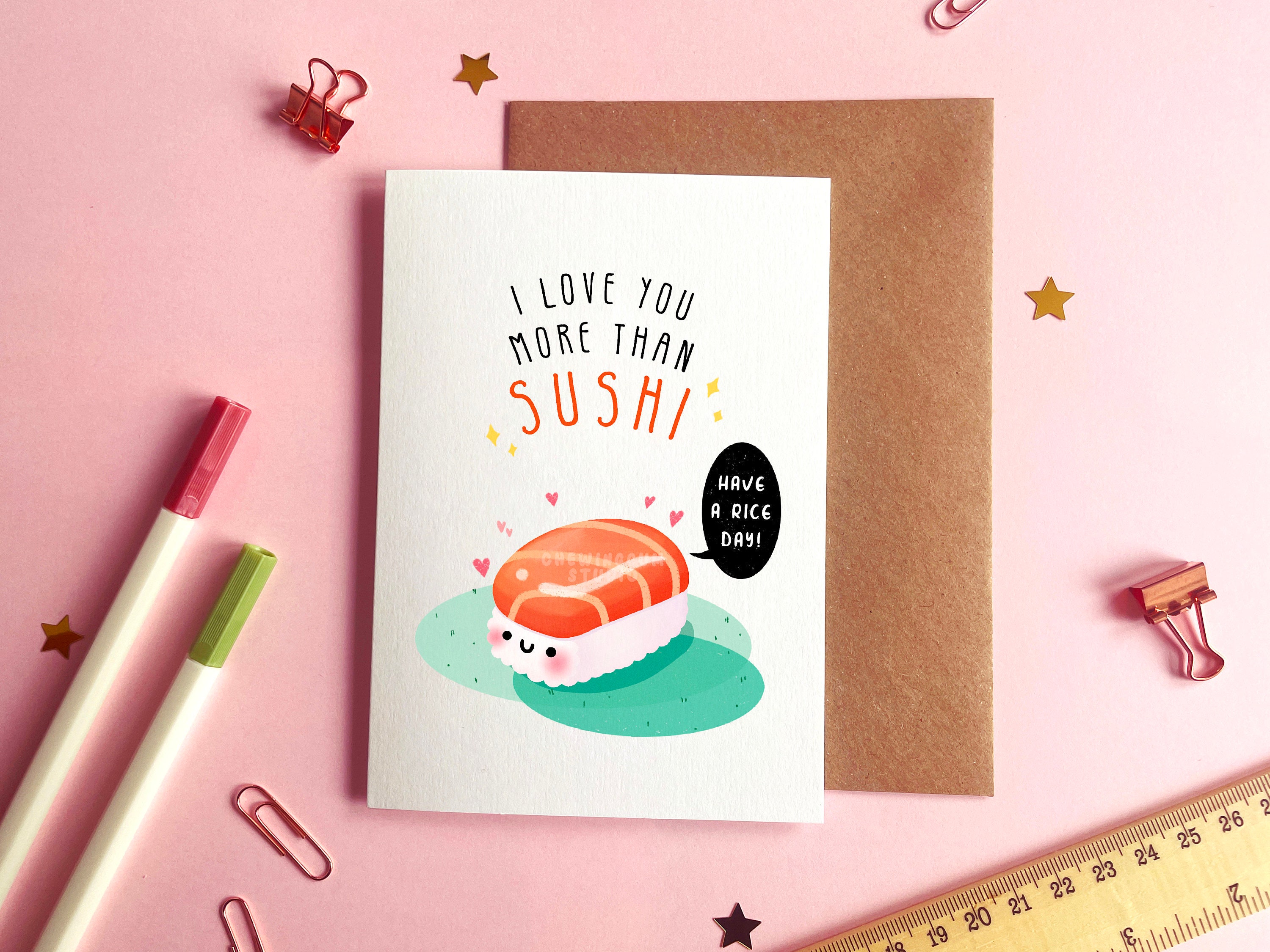 Ti amo più del sushi Card / I Love Sushi Card, biglietto di compleanno ...